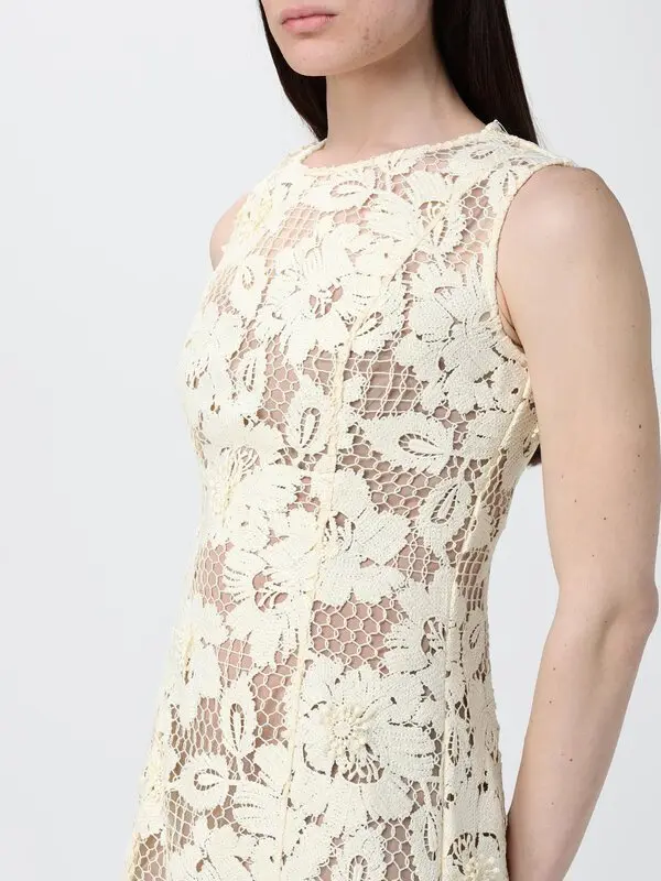 SELF-PORTRAIT Lace Midi Dress - Yellow