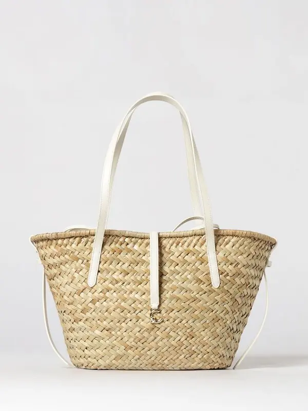 COCCINELLE Woven Tote With Top Handle - Pearl