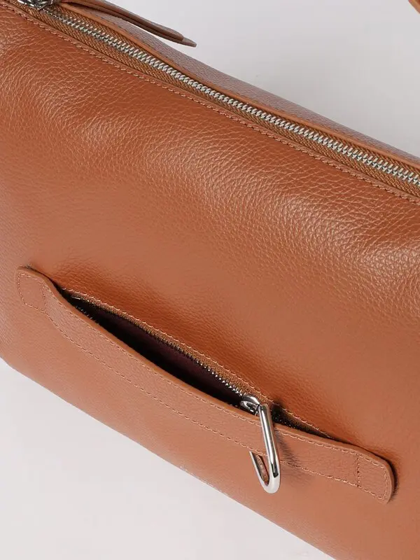 COCCINELLE Gretel Grained Leather Shoulder Bag - Brown