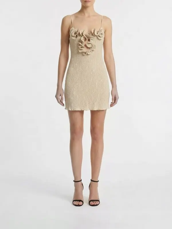 Magda Butrym Embroidered Cotton Blend Mini Dress - Beige