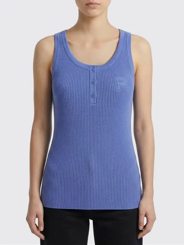 Pinko Ribbed Tank Top With Button Detail