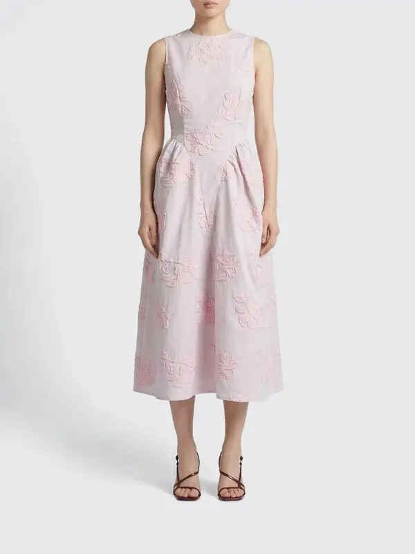 ROTATE BY BIRGER CHRISTENSEN Embroidered Midi Dress - Pink