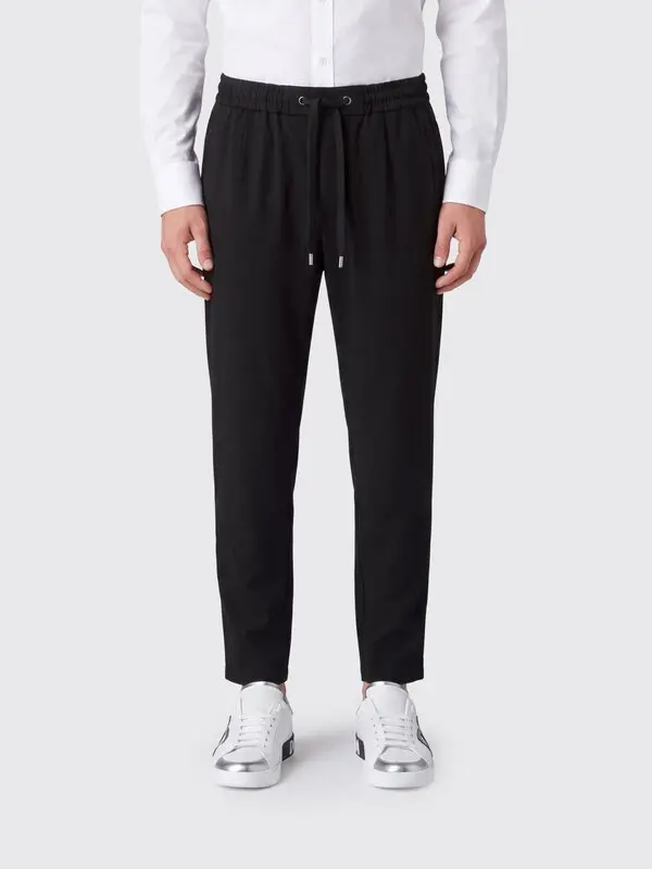 Dolce & Gabbana Stretch Cotton Slim Fit Trousers - Black