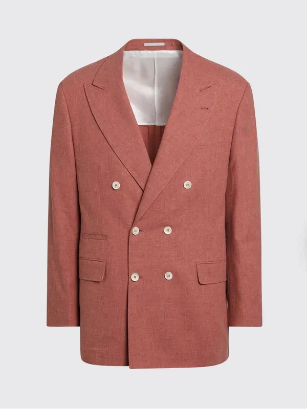 Brunello Cucinelli Double-breasted Virgin Wool Blend Blazer - Pink