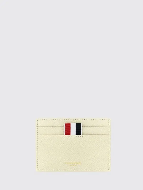 Thom Browne Hector Grained Leather Card Holder - Beige