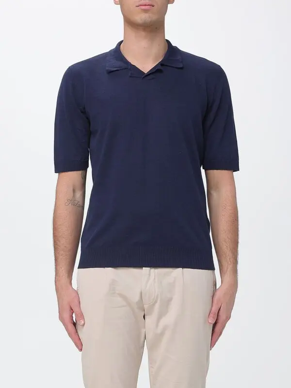 Eleventy Basic Cotton And Linen Polo Shirt - Blue