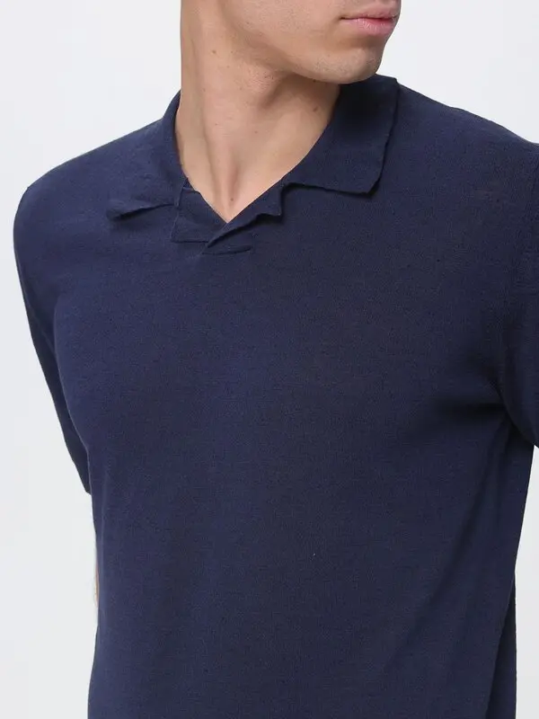 Eleventy Basic Cotton And Linen Polo Shirt - Blue