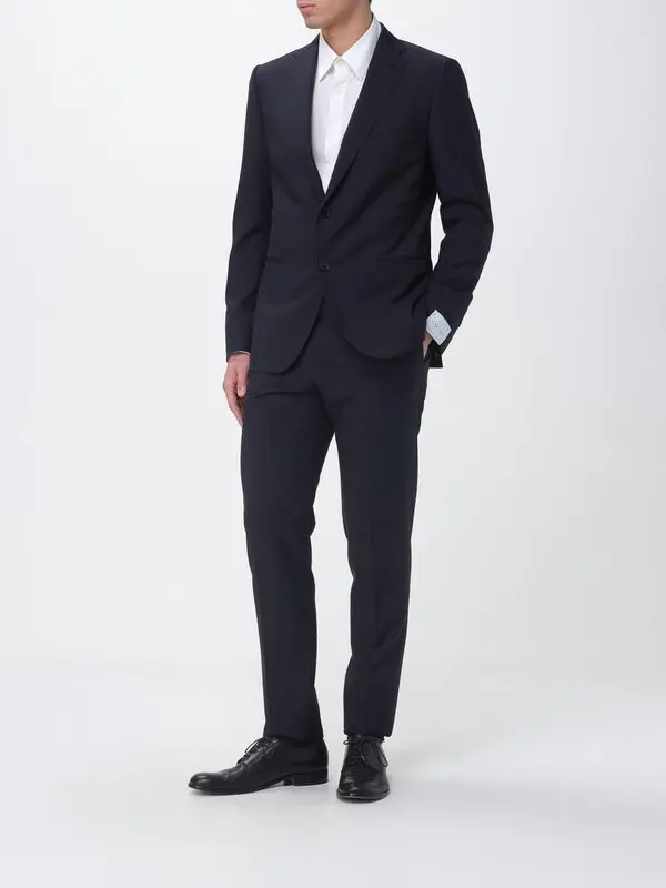 Caruso Single-breasted Wool Blend Suit By - Blue