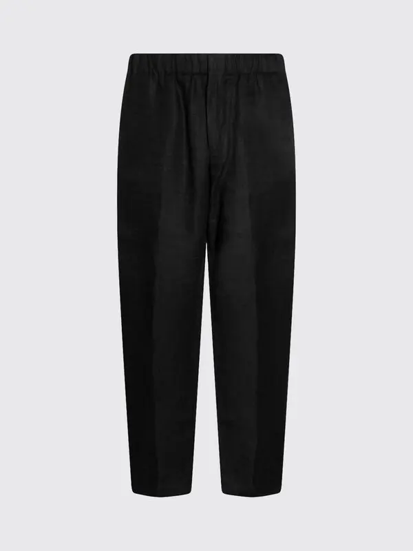 LARDINI Linen Wide-leg Trousers - Black