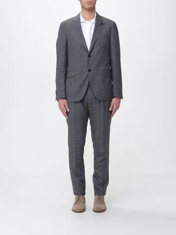 LARDINI Single-breasted Wool And Silk Suit - Charcoal