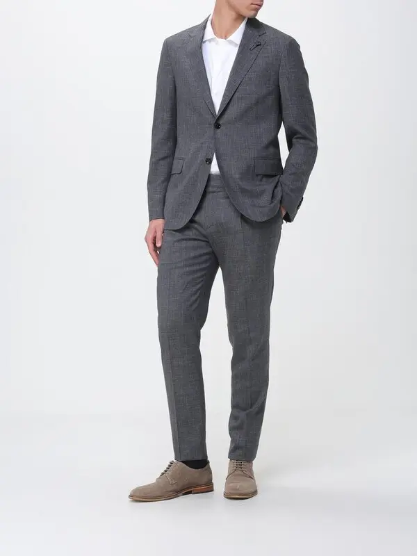 LARDINI Single-breasted Wool And Silk Suit - Charcoal