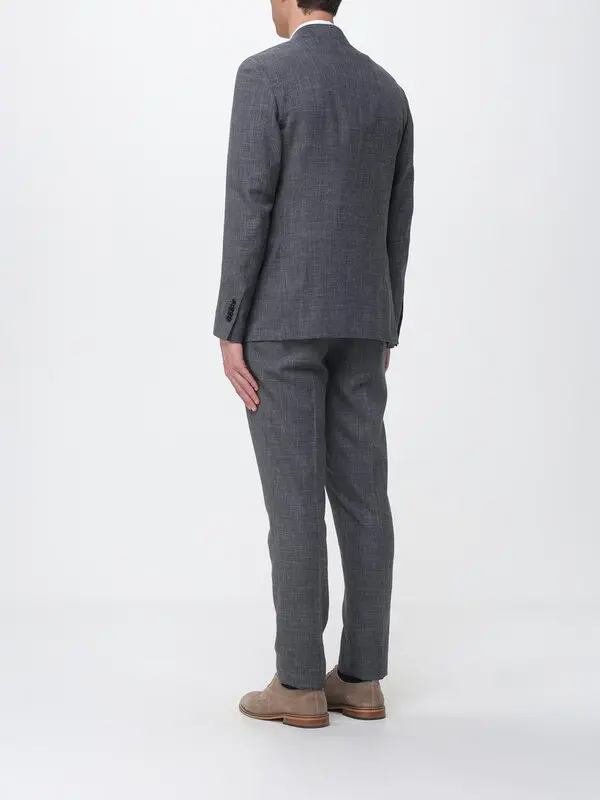 LARDINI Single-breasted Wool And Silk Suit - Charcoal