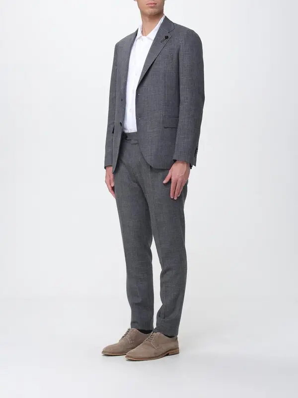 LARDINI Single-breasted Wool And Silk Suit - Charcoal