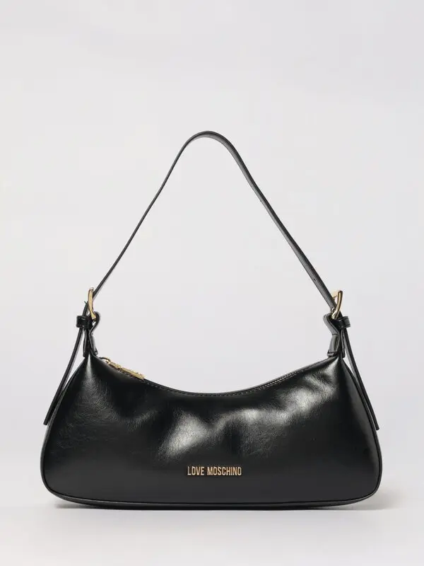 Moschino Faux Leather Shoulder Bag - Black