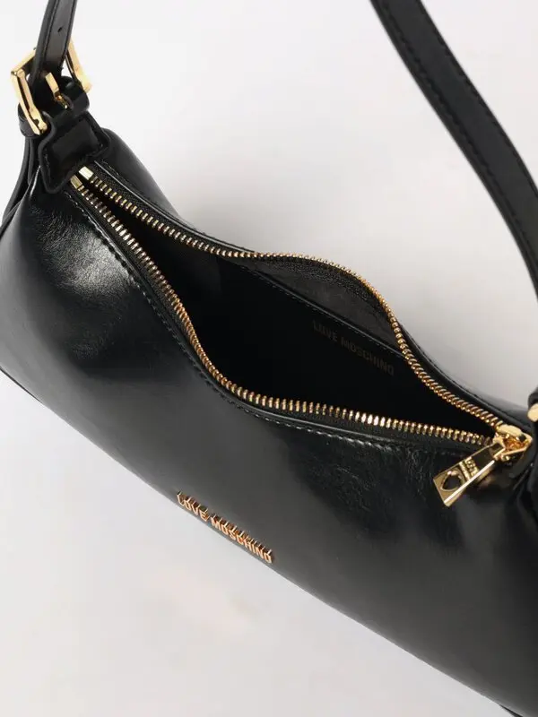 Moschino Faux Leather Shoulder Bag - Black