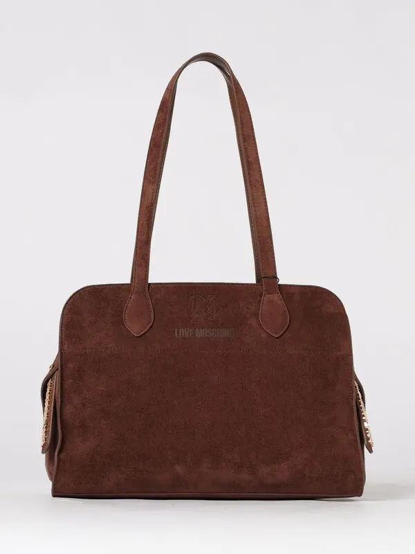 Moschino Sueded Synthetic Leather Shoulder Bag - Brown
