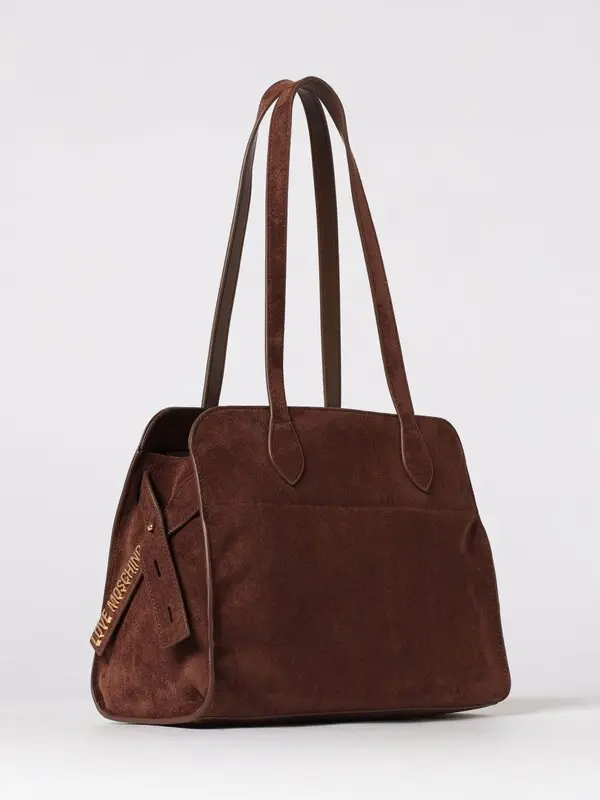 Moschino Sueded Synthetic Leather Shoulder Bag - Brown