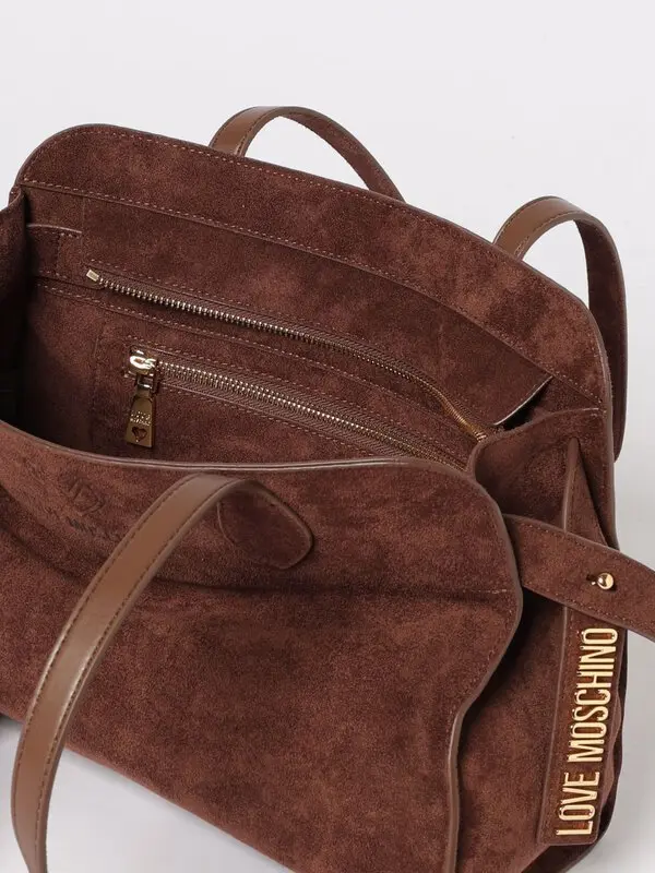 Moschino Sueded Synthetic Leather Shoulder Bag - Brown