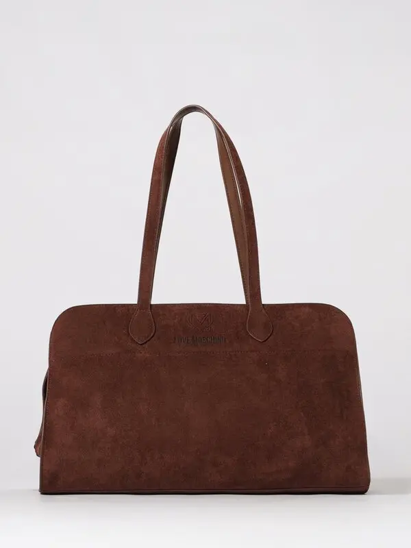 Moschino Faux Suede Shoulder Bag - Cocoa