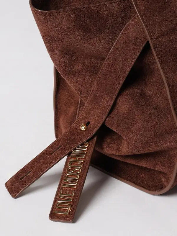 Moschino Faux Suede Shoulder Bag - Cocoa