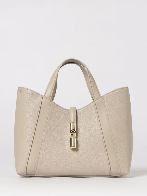 Furla Textured Satchel Bag - Natural