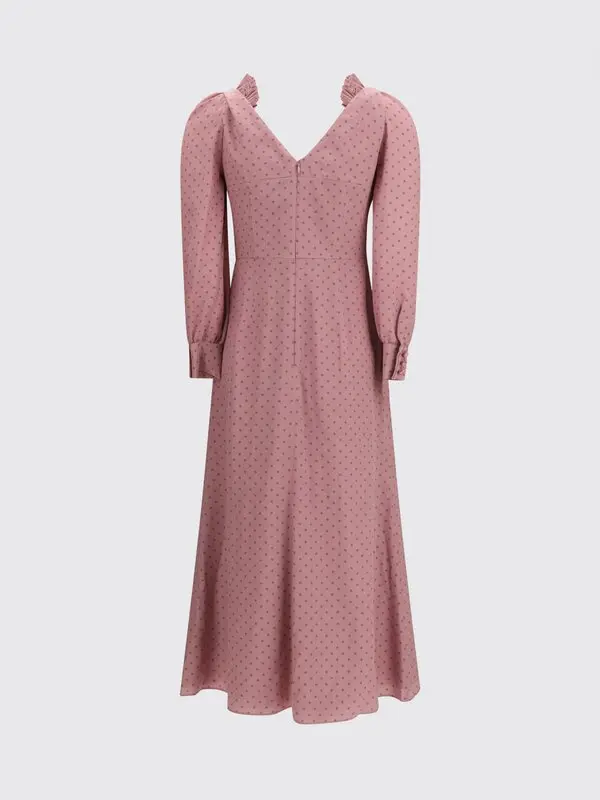 Alessandra Rich Polka Dot Embellished Silk Shirt Dress - Violet