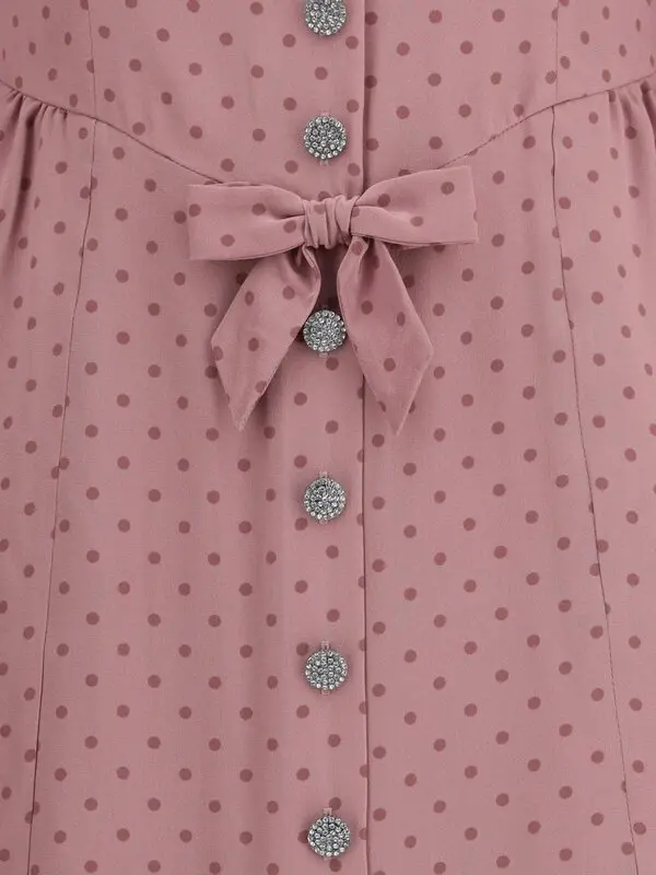 Alessandra Rich Polka Dot Embellished Silk Shirt Dress - Violet