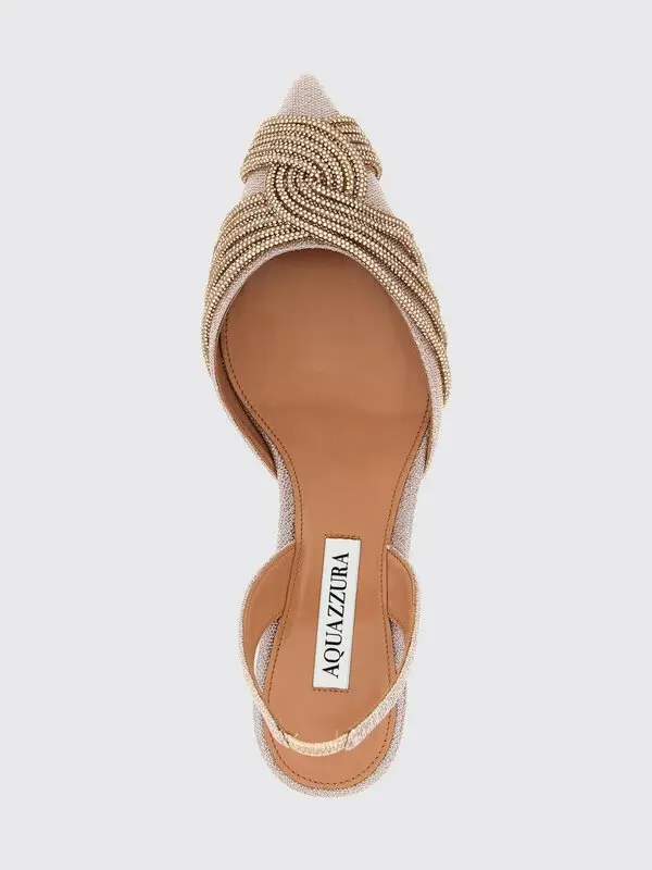 AQUAZZURA Gatsby Embellished Lurex Slingback Pumps