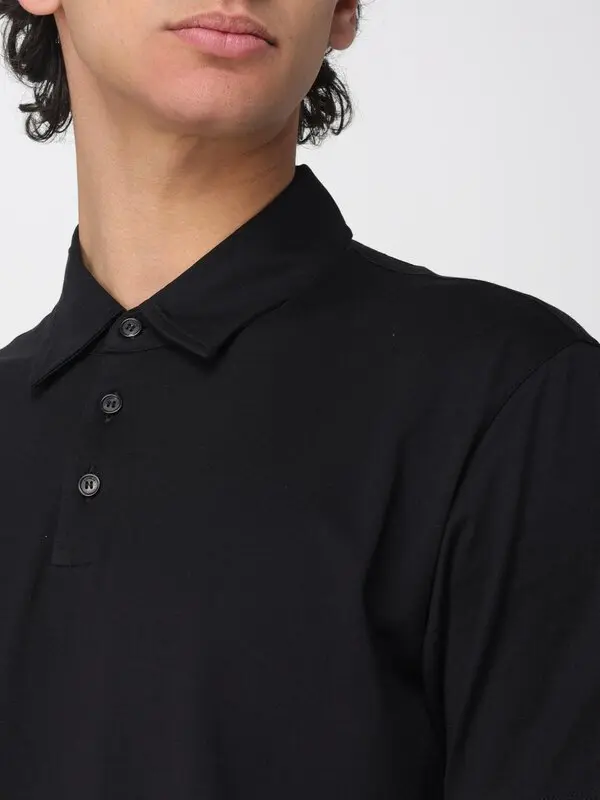 ZANONE Cotton And Silk Polo Shirt - Black