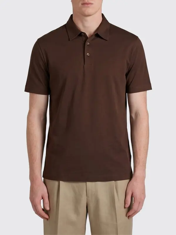 ZANONE Cotton And Silk Polo Shirt - Brown