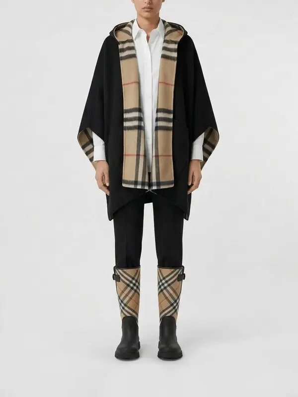 Burberry Hooded Cape With Classic Check Lining