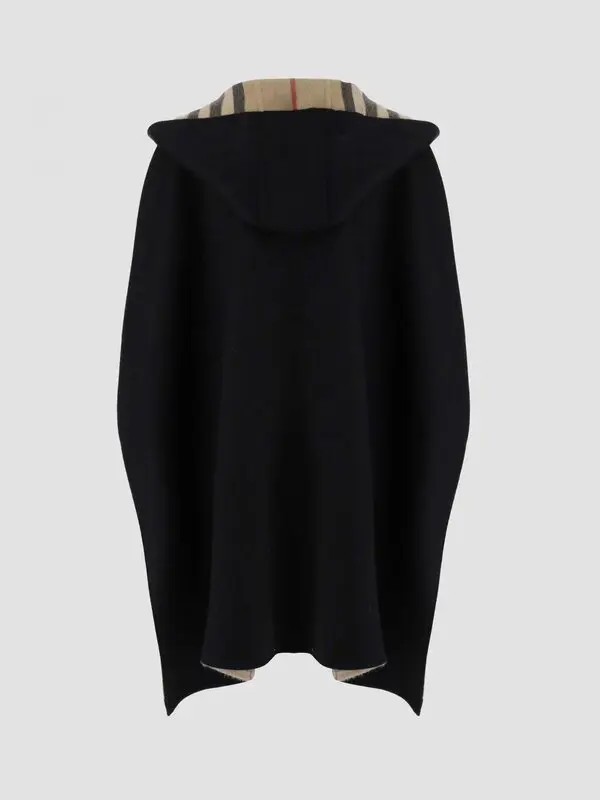 Burberry Hooded Cape With Classic Check Lining