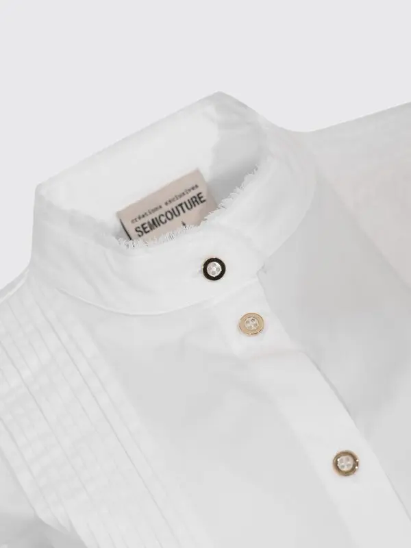 SEMICOUTURE Stretch Cotton Mandarin Collar Shirt