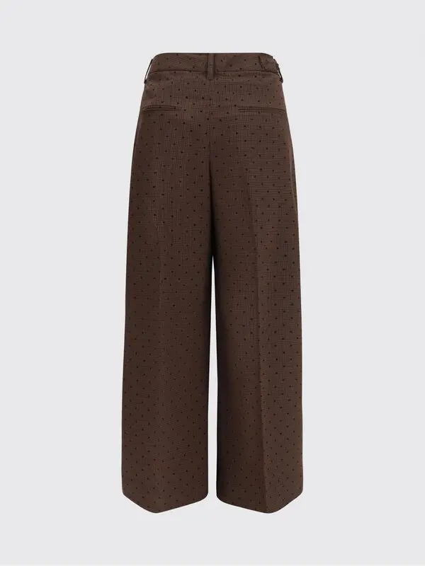 GANNI Wide Leg Trousers In Polka Dot Recycled Fabric - Coffee