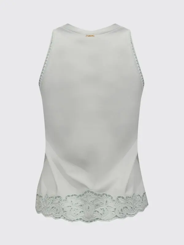 TWINSET Sleeveless Cotton Top With Embroidery - Water