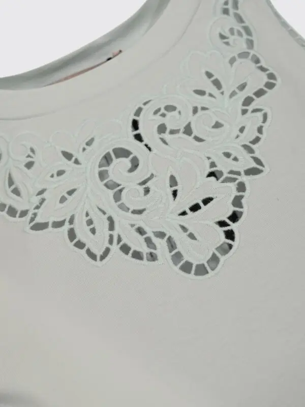 TWINSET Sleeveless Cotton Top With Embroidery - Water