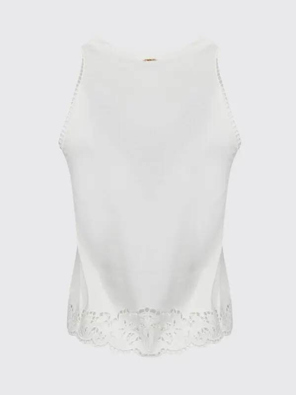 TWINSET Sleeveless Cotton Top With Embroidery - White