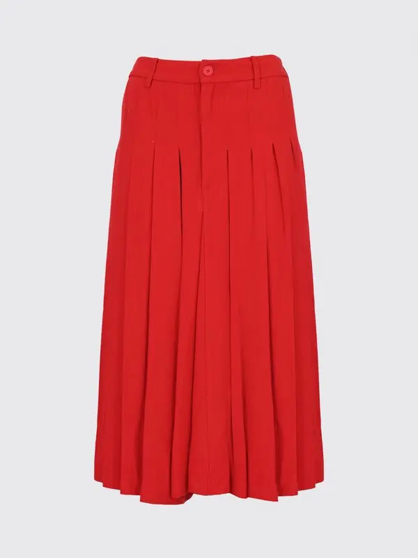 SEMICOUTURE Pleated Viscose And Virgin Wool Blend Midi Skirt - Red