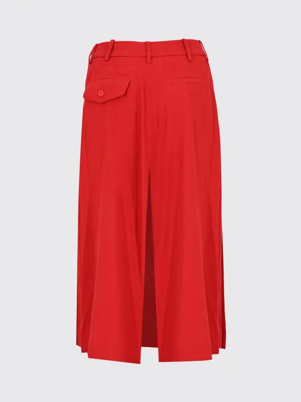 SEMICOUTURE Pleated Viscose And Virgin Wool Blend Midi Skirt - Red