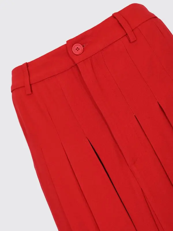 SEMICOUTURE Pleated Viscose And Virgin Wool Blend Midi Skirt - Red