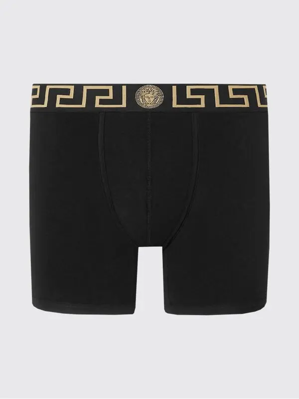 Versace Greca Stretch Cotton Boxers - Black