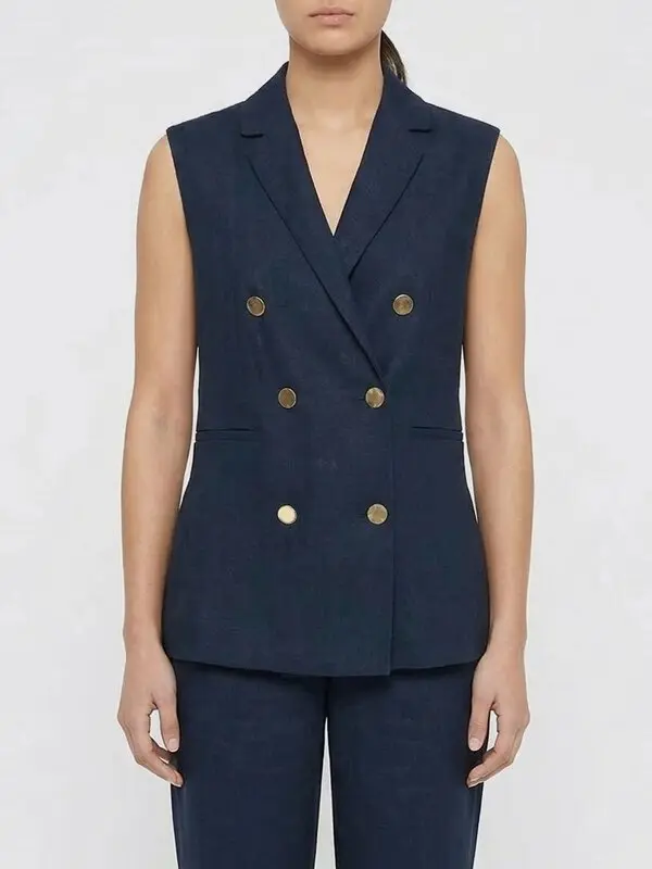 Max Mara Double-breasted Linen Vest - Blue