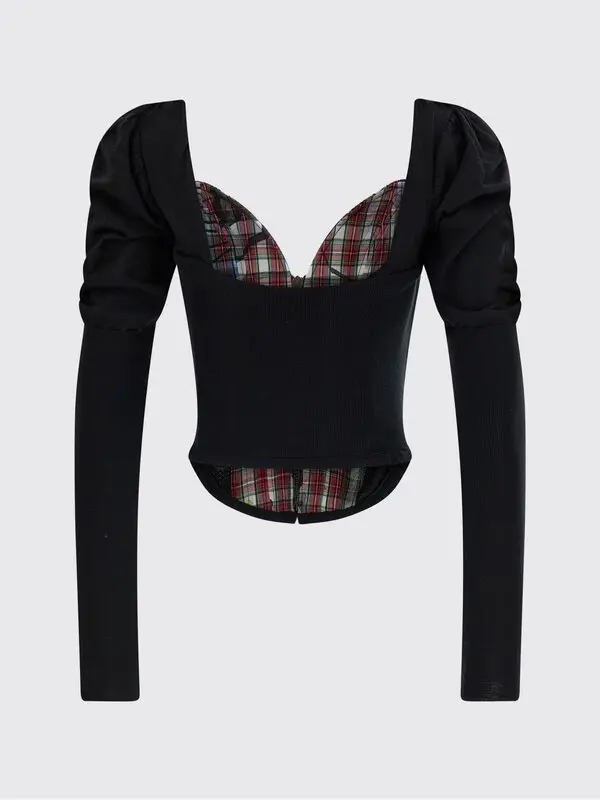VIVIENNE WESTWOOD Black Sweater With Tartan Detail - Red