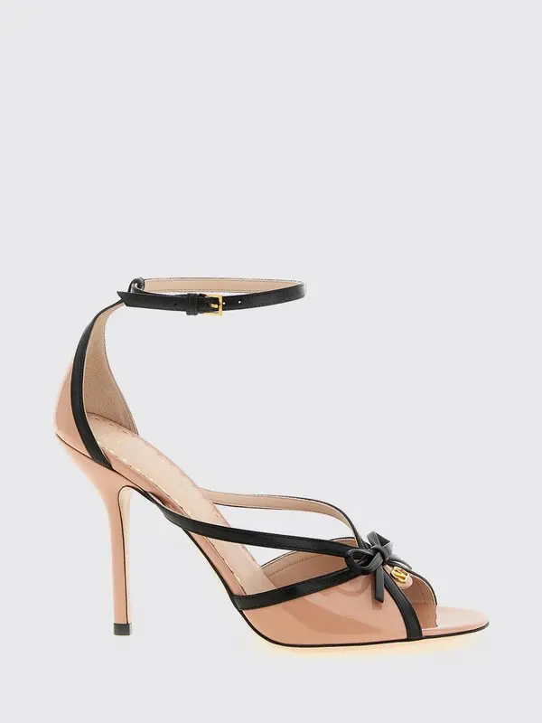 Valentino Garavani Patent Leather Stiletto Sandals With Bow Detailing - Pink