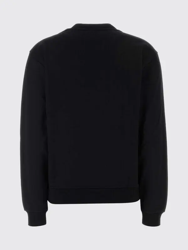 DIESEL® Two-tone Cotton Crewneck Sweatshirt With Embroidered Oval D Logo And Dropped Shoulders - Black