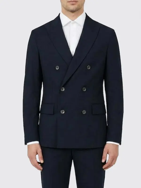 PAOLO PECORA Double Breasted Jacket - Blue
