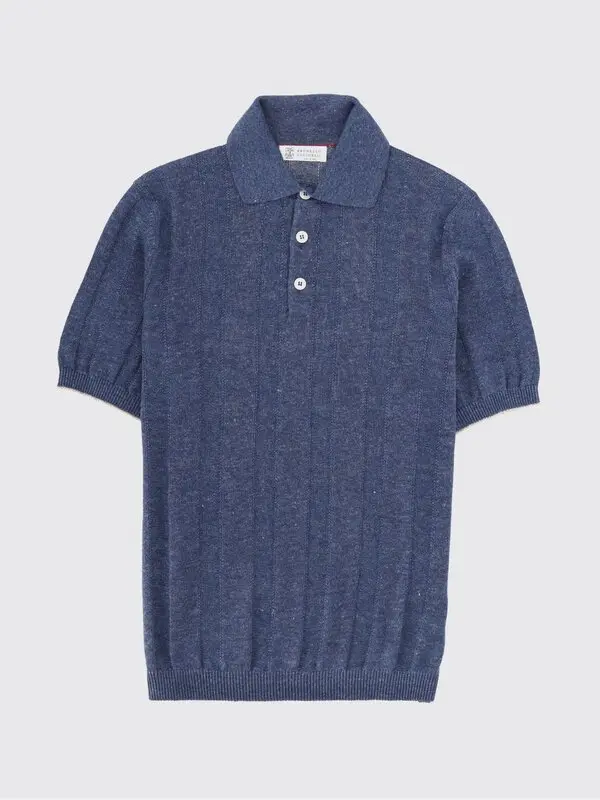 Brunello Cucinelli Cotton Knit Polo Shirt - Blue