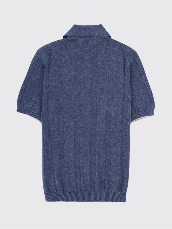 Brunello Cucinelli Cotton Knit Polo Shirt - Blue