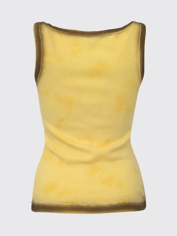 Pinko Stretch Cotton Top With Logo Embellishment - Yellow