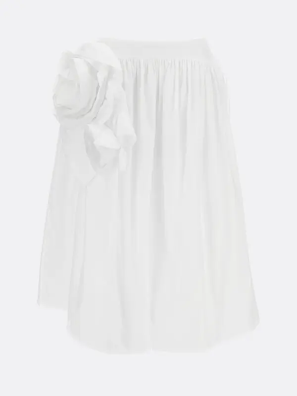 Simone Rocha Cotton Midi Skirt With Maxi Flower Detail - White